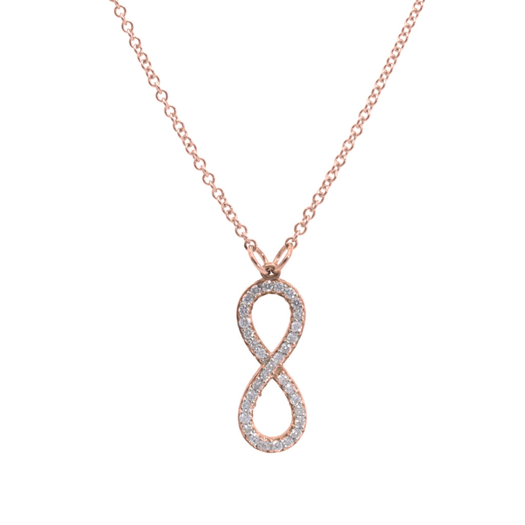 Rose Gold Infinity Diamond Necklace, Diamond Necklaces